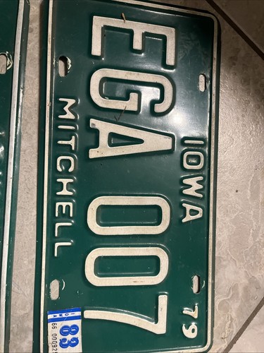 1979 Iowa License Plate # EGA 007 Mitchell County Green and White 1983 ...