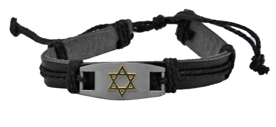 Classic Jewish Cuff Metal Star of David Bangle Leather Bracelet ...
