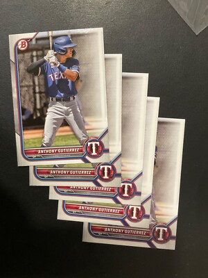 Anthony Gutierrez 2022 Bowman Draft Lot x5 Texas Rangers Prospect BD ...