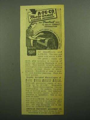 1943 APECO Photo-Copyer Ad - Photo Exact Accuracy | eBay