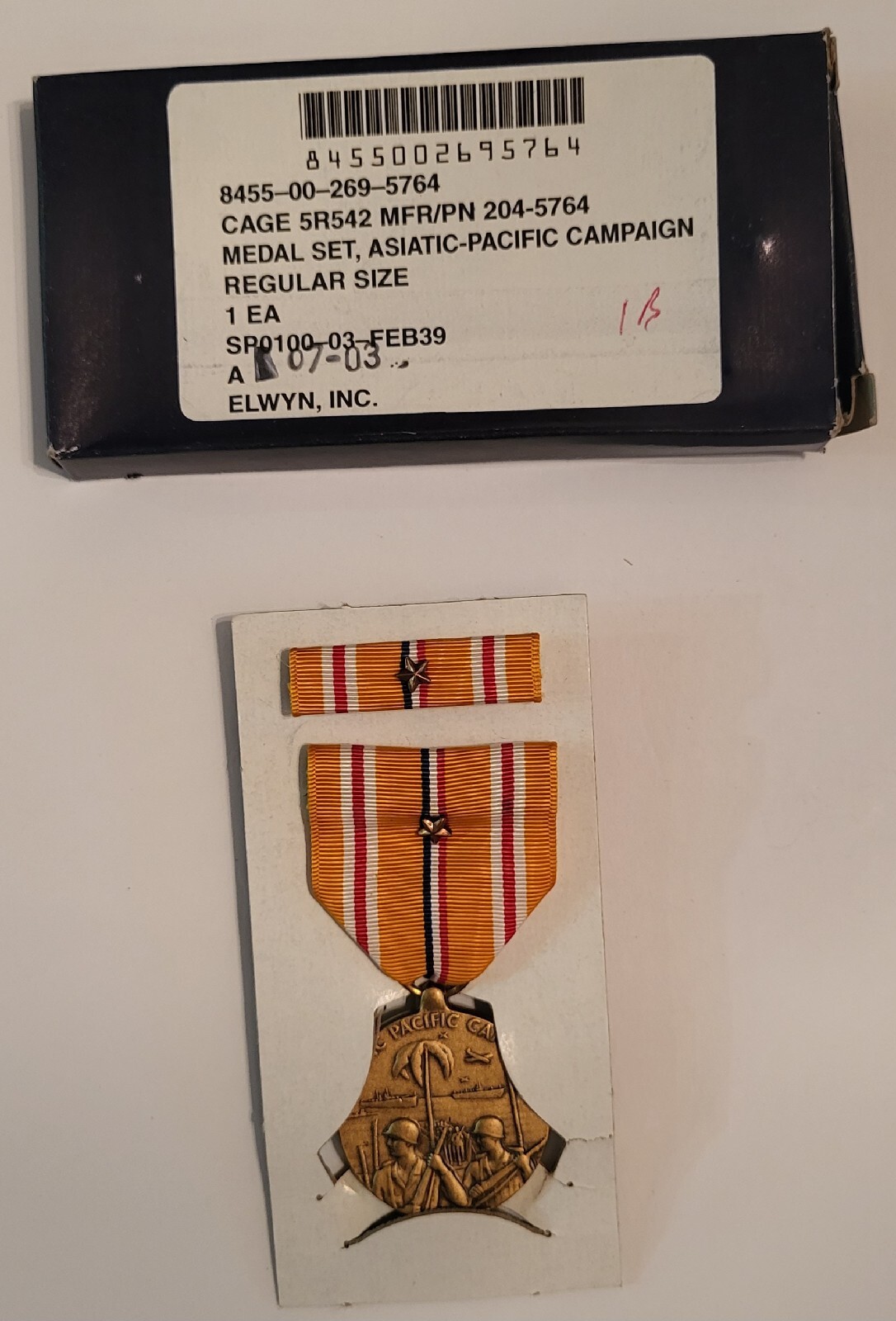 U.S. World War Two Asia-Pacific Campaign Medal with 1 Campaign Star ...