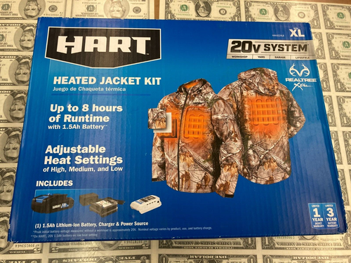 Hart Mens Jacket Kit Multicolor Camo Waist Length Hood Heated 20V XL ...