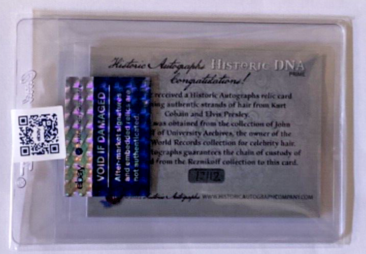 ELVIS PRESLEY JIMI HENDRIX # 12/12 HISTORIC DNA AUTHENTIC HAIR RELIC ...