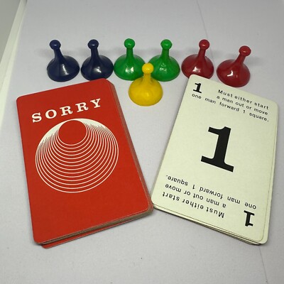 Vintage 1964 Sorry Replacement Pieces Pawns and Game Play Cards | eBay