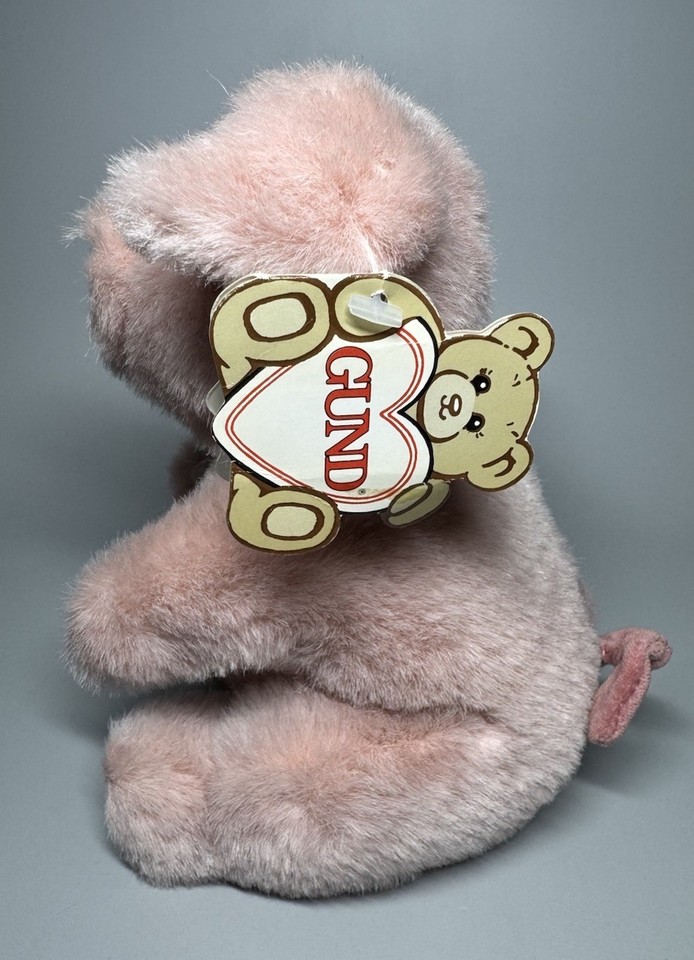 Vintage GUND Pigtails Pig Piglet (1989 Korea) Stuffed Pink Blue Eyes ...