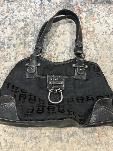 Etienne Aigner Logo Shoulder Bag Black Large Size | eBay