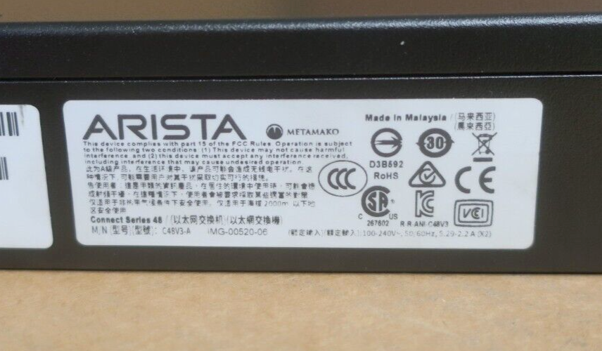 Arista Metamako DCS-7130-48G3 C48V3-A L1 48-Port 1/10GE SFP+ Low ...