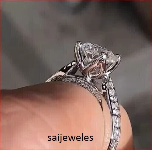 2.88CT Round Cut Lab-Created Diamond 14K White Gold Over Engagement Wedding Ring | eBay