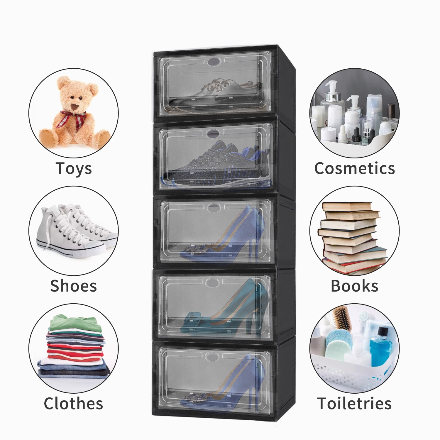 Stackable Transparent Shoe Box Front Opening Sneaker Cases Storage ...