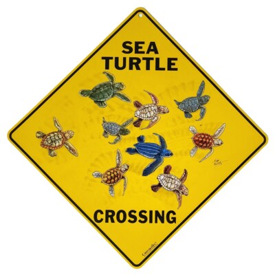 Crosswalks SEA TURTLE CROSSING SIGN Novelty Metal Aluminum Sign 12" x ...