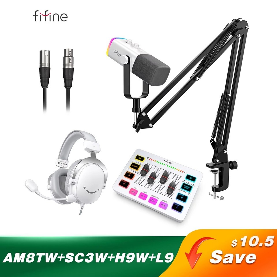 FIFINE Gaming Audio Set Microphone / Mixer / Headset for Streaming ...