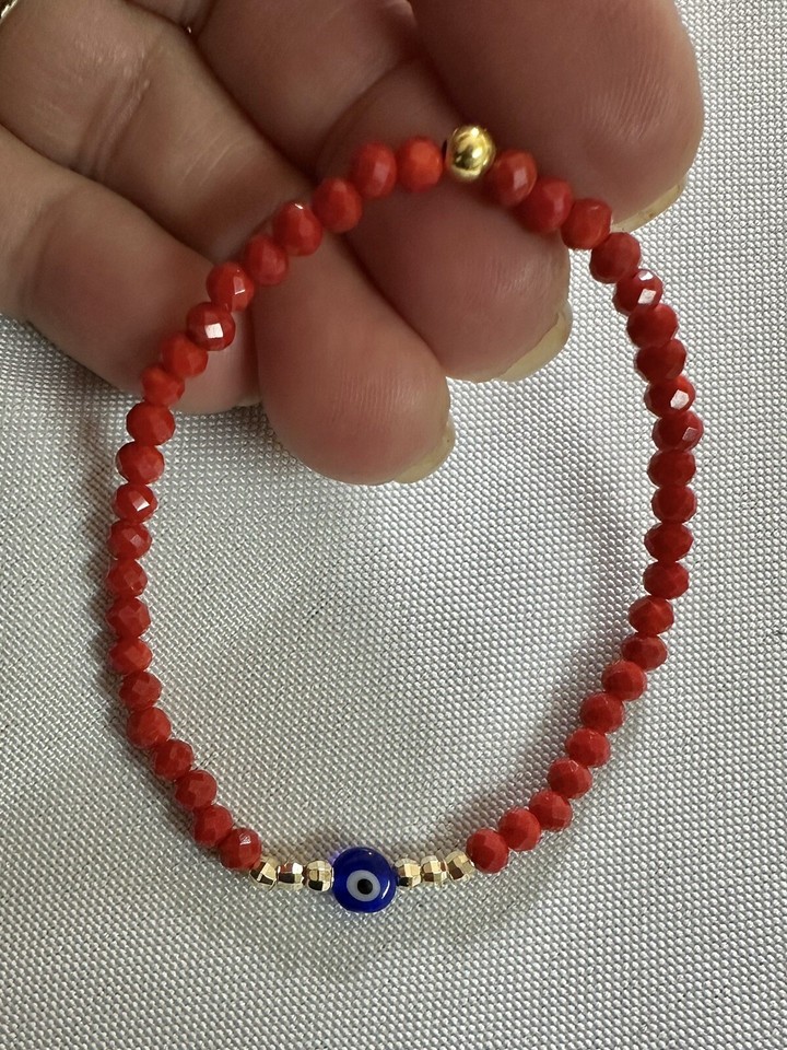 Evil Eye Red Crystal Elastic Bracelet | eBay