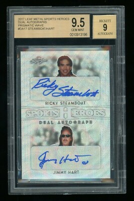 Ricky Steamboat / Jimmy Hart BGS 9.5 Gem 2017 Leaf Metal Dual Auto Card ...