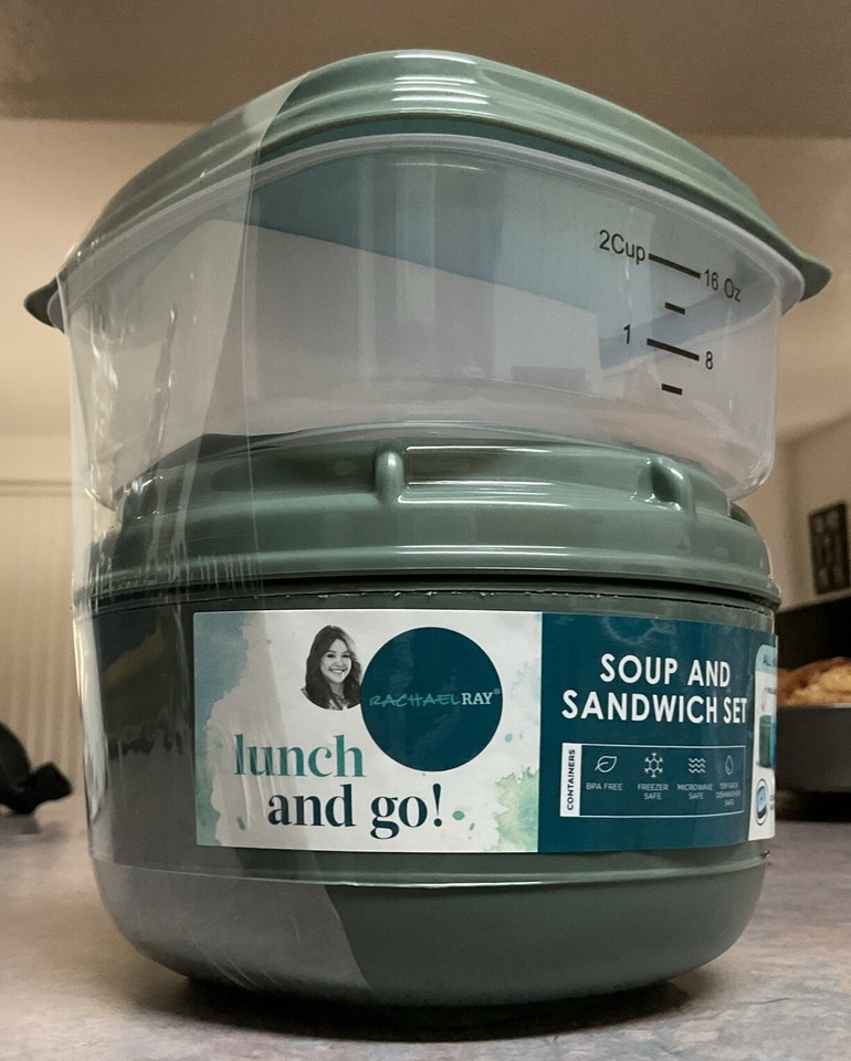 RACHEL RAY ‘LUNCH & GO ‘ 3 PIECE CONTAINER SET, BPA PLASTIC, GREEN, NEW ...