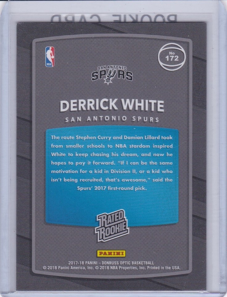 DERRICK WHITE ROOKIE CARD Celtics 2017 Optic Basketball RARE SHOCK ...