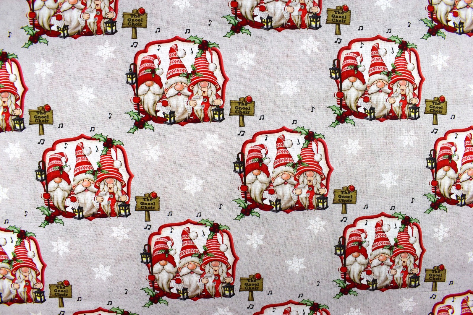 Singing gnomes fabric, Driving Gnome for Christmas, Holiday Quilting ...