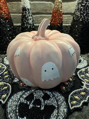 NWT! NEW! CANDY CORN LANE Pink Pumpkin With Ghosts | eBay