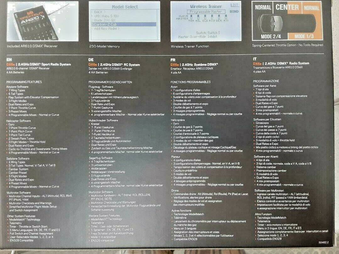 Spektrum RC DX6e 6-Channel 2.4GHz Aircraft Radio System w/AR620 ...