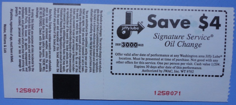 Temptations & 4 Tops Concert Ticket July 22, 1997 Wolf Trap Park ...