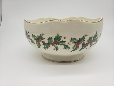 Lenox Teleflora 75th Anniversary Gold Trimmed Holly Berry Bowl 7.5" T15 ...
