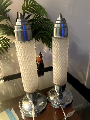 13 INCH GIANT PAIR OF 1920's BULLET SKYSCRAPER LAMPS art deco CLASSICS ...