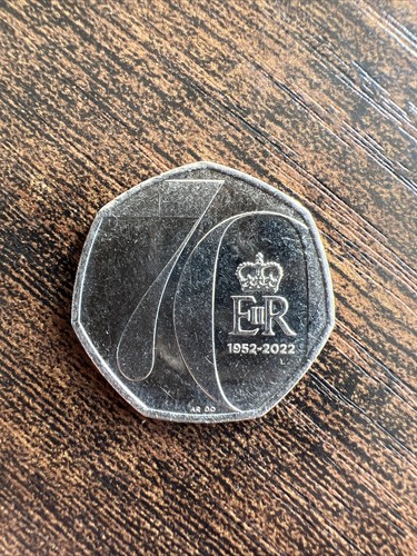 Rare 50p Coin - HM Queen Platinum Jubilee 70th ER 2022 Circulated Used ...