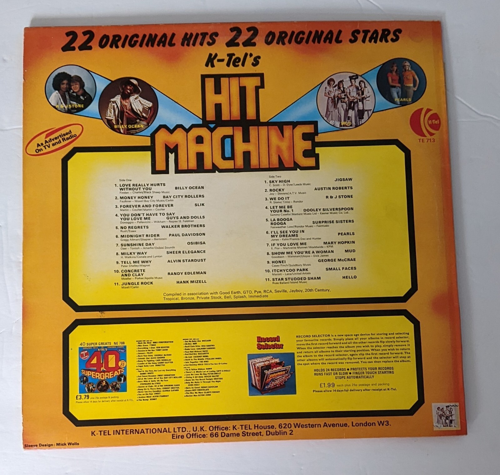 K - Tel's Hit Machine 22 Original Hits 22 Original Stars Vinyl Record ...