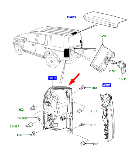Land Rover Discovery IV L319 Rear Right Taillight LR052395 OEM for sale ...