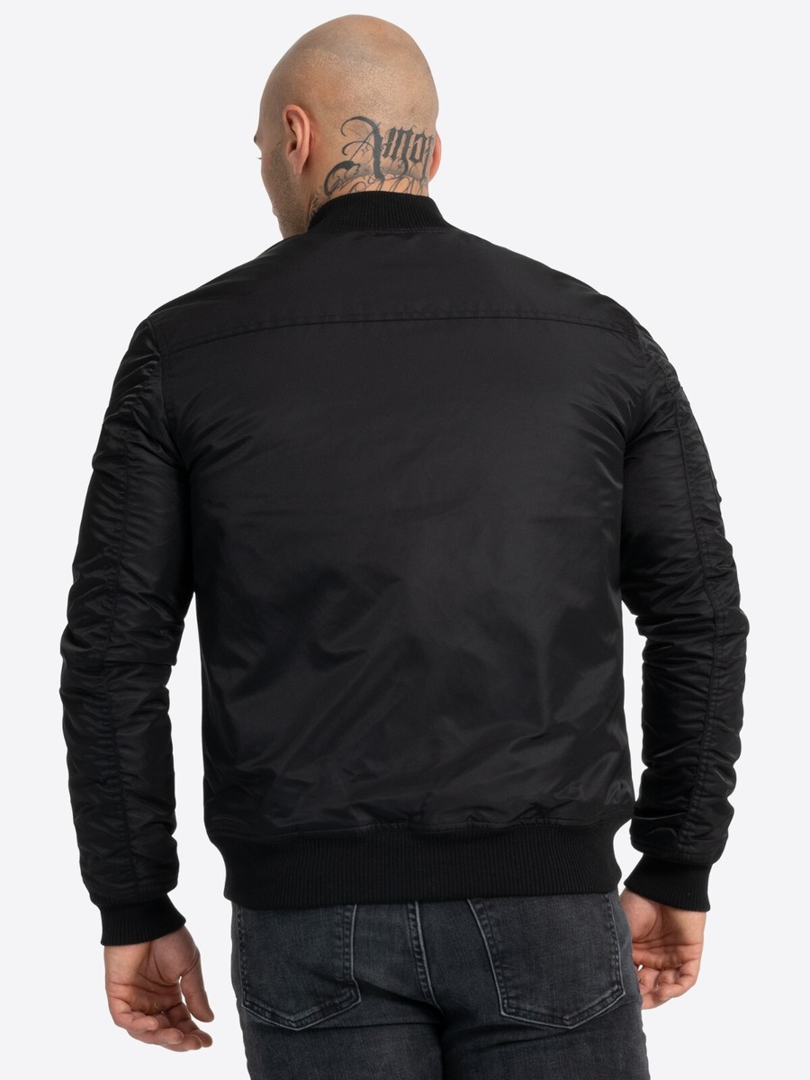 Lonsdale Flight Bomber MA1 Jacket Black + Tartan Slim-Fit Lonsdale Flight Bomber MA1 Jacket Black + Tartan Slim-Fit