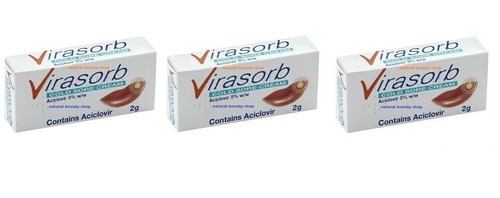 3 x Virasorb Cold Sore Cream 2g 5% | Cracked & Sore Lips Relief, Long ...
