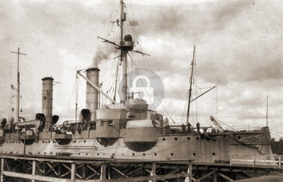 WW1 German Navy SMS Beowulf Ship Libau Liepaja Latvia 2 RPPC Photo ...