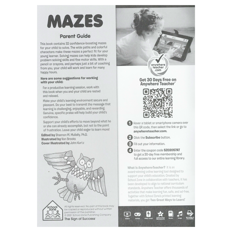 School Zone Mazes Activity Book for Ages 3-5 - 32 mazes to solve! | eBay