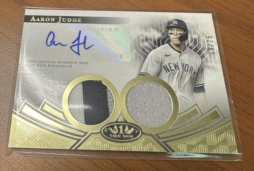 MVP Aaron Judge Dual Relic Auto #/25! 2023 Topps Tier 1 Game-Used ...