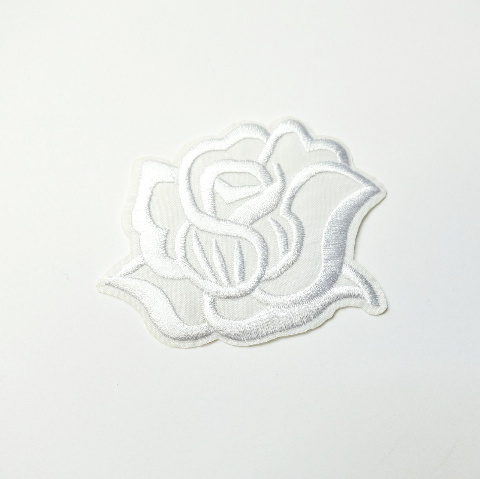 White Rose Patch Iron-On/Sew-On Embroidered Applique | eBay