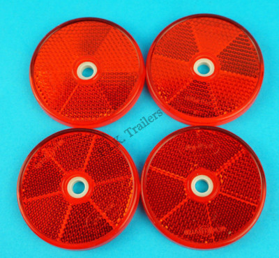 4 x RED 60mm Hi-Viz Reflectors for Driveway Gate Fence Posts & Trailer ...