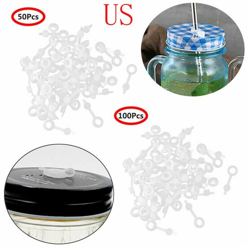 100pcs Silicone Straw Hole Grommet Attached Plugs Airlock for Mason ...