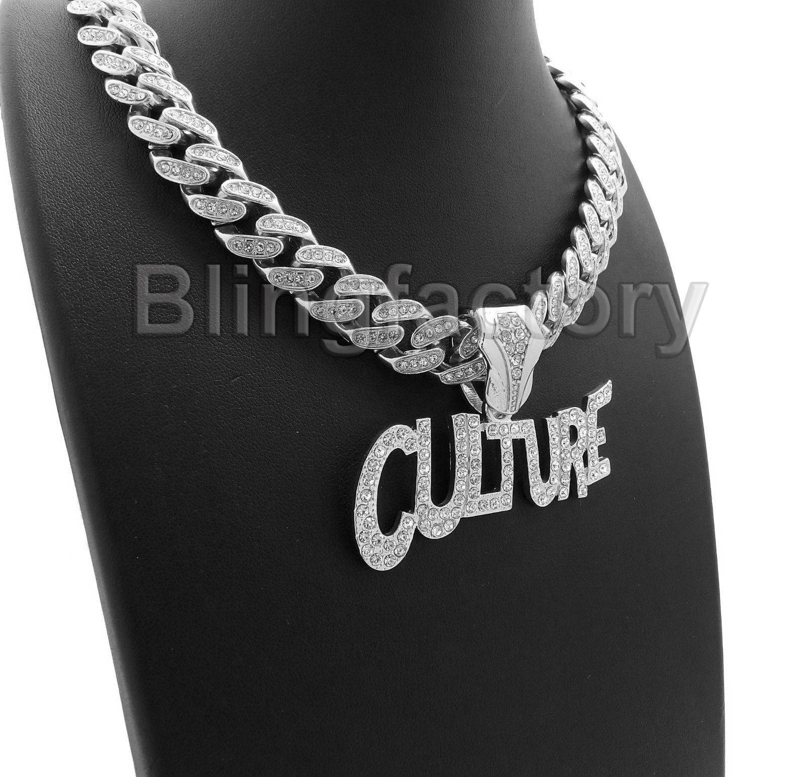 Hip Hop Migos CULTURE & 12mm 18" Full Iced Cuban Link Choker Chain ...