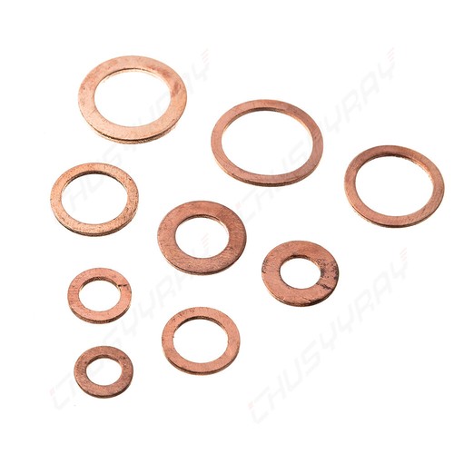 200 Pcs/Kit Solid Copper Crush Washers Gasket Set Flat O-Ring Seal ...