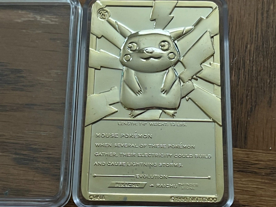 1999 BK 23K Gold Plated Pokemon Pikachu Trading Card | eBay