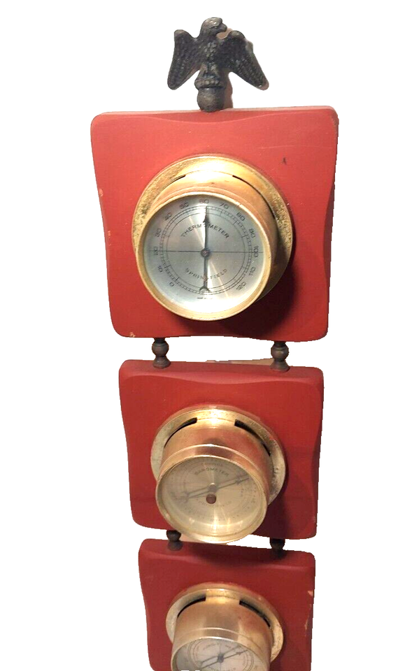 Springfield Barometer Thermometer Humidity Meter Wood Eagle Wall ...