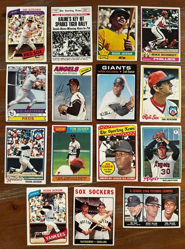 MLB Vintage HOFer Lot 15 Baseball Cards 1964-1980 G-VG Yaz Ryan Reggie ...