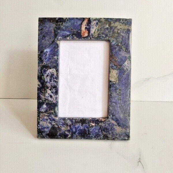 Blue Agate Photo Frame for Living Room Decor – Elegant Natural Stone ...
