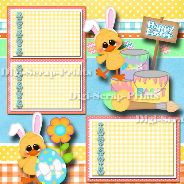 EASTER PICASSO COLORING EGGS premade SCRAPBOOK pages paper 12x12 ...