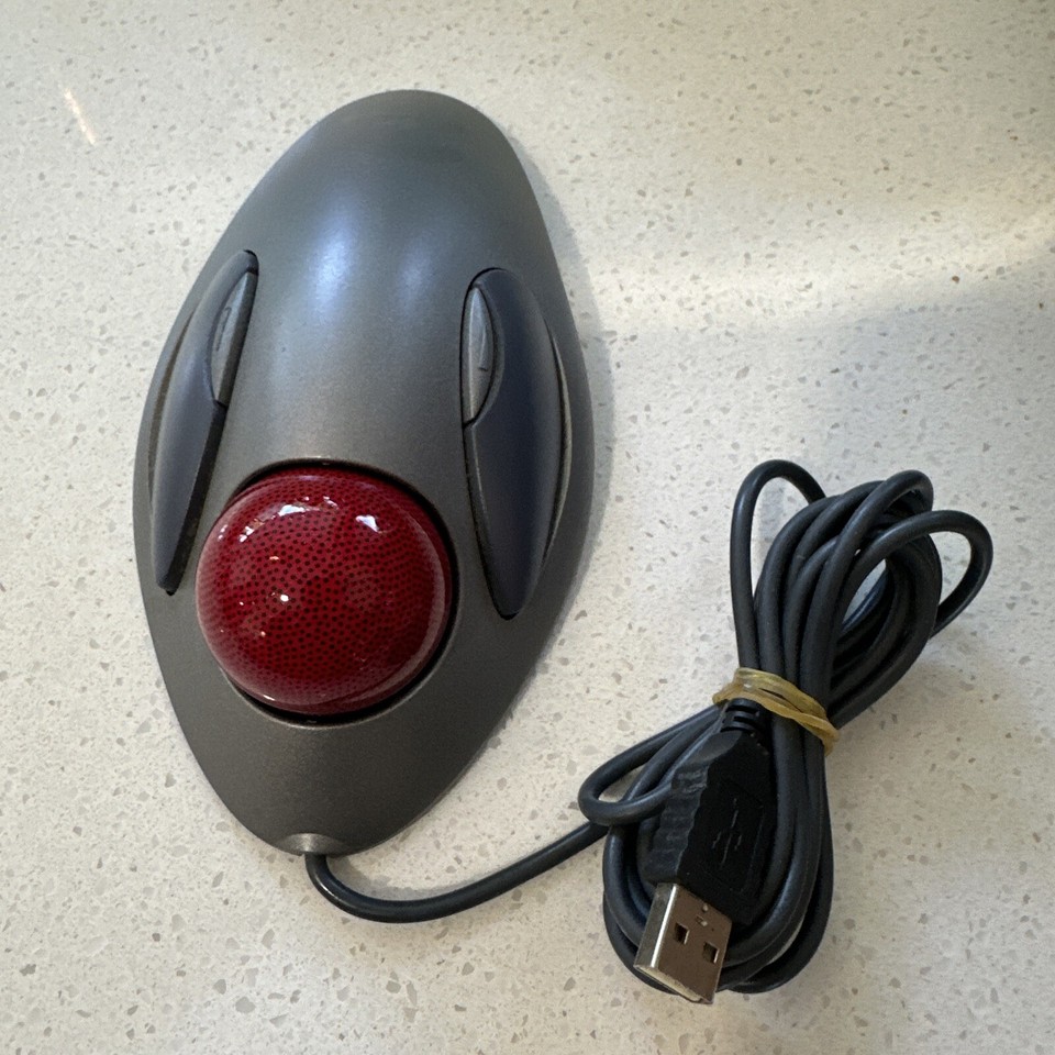Logitech T-BC21 PC Mouse Trackman Trackball Red Marble Ergonomic ...