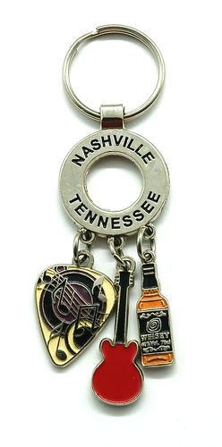 Vintage Nashville Tennessee Whisky Guitar Music Notes Charm Keyring ...