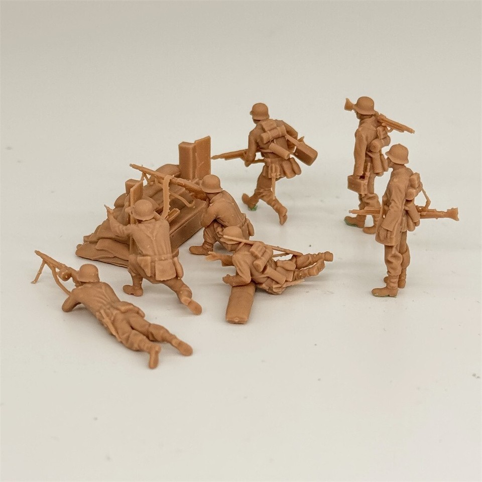 1/72 Scale WW2 MG42 Bunker Fortifications Soldier 7 Figures Resin Model ...
