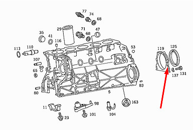 MERCEDES-BENZ SL R129 Rear Crankshaft Cover A6010110108 GENUINE for ...