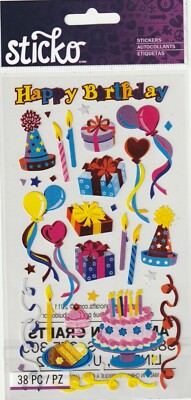 Sticko Classic Metallic stickers BIRTHDAY PARTY theme 59379 FAST FREE ...
