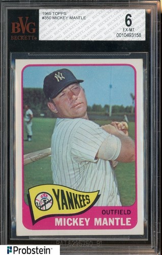1965 Topps #350 Mickey Mantle New York Yankees HOF BVG 6 EX-MT | eBay