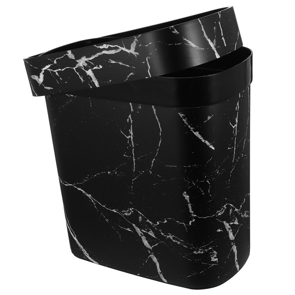 Oval Bedroom Wastebasket Marble Pattern Bin Garbage Design Trash Can ...